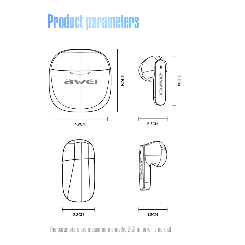 Awei T68 ENC Bluetooth Headset TWS Wireless Gaming Earphone Earbuds ...