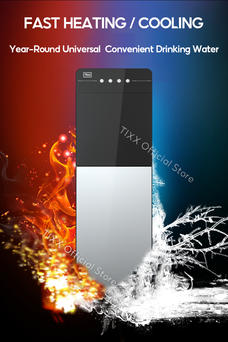 TIXX Water Dispenser Hot and Cold Glass Bottom Load Antibacterial ...