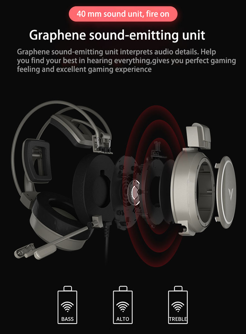 Rapoo VH610 Virtual 7.1 Channels HIFI Gaming Headset RGB Headphone with Mic for PC/Laptop ...