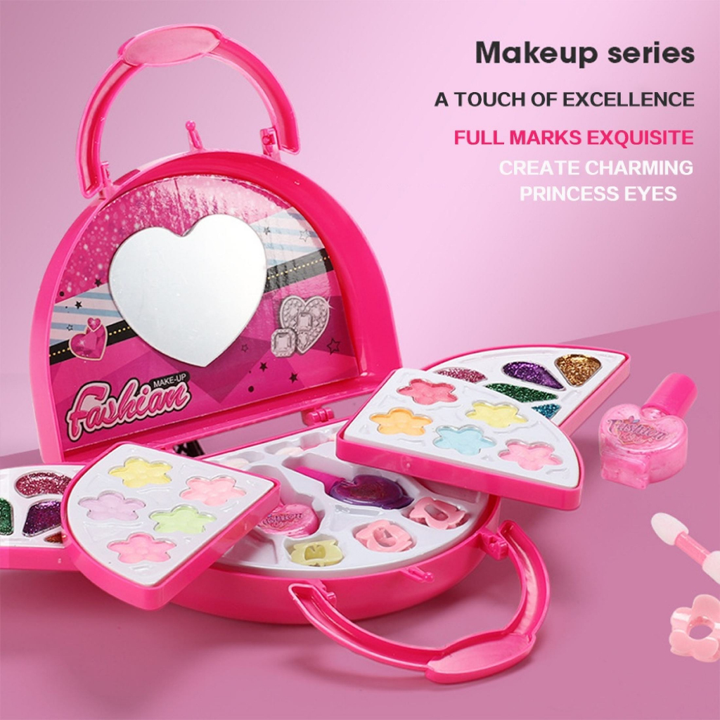 Kids Makeup Kit for Girl Washable Makeup Set Toy with Real Cosmetic Box ...