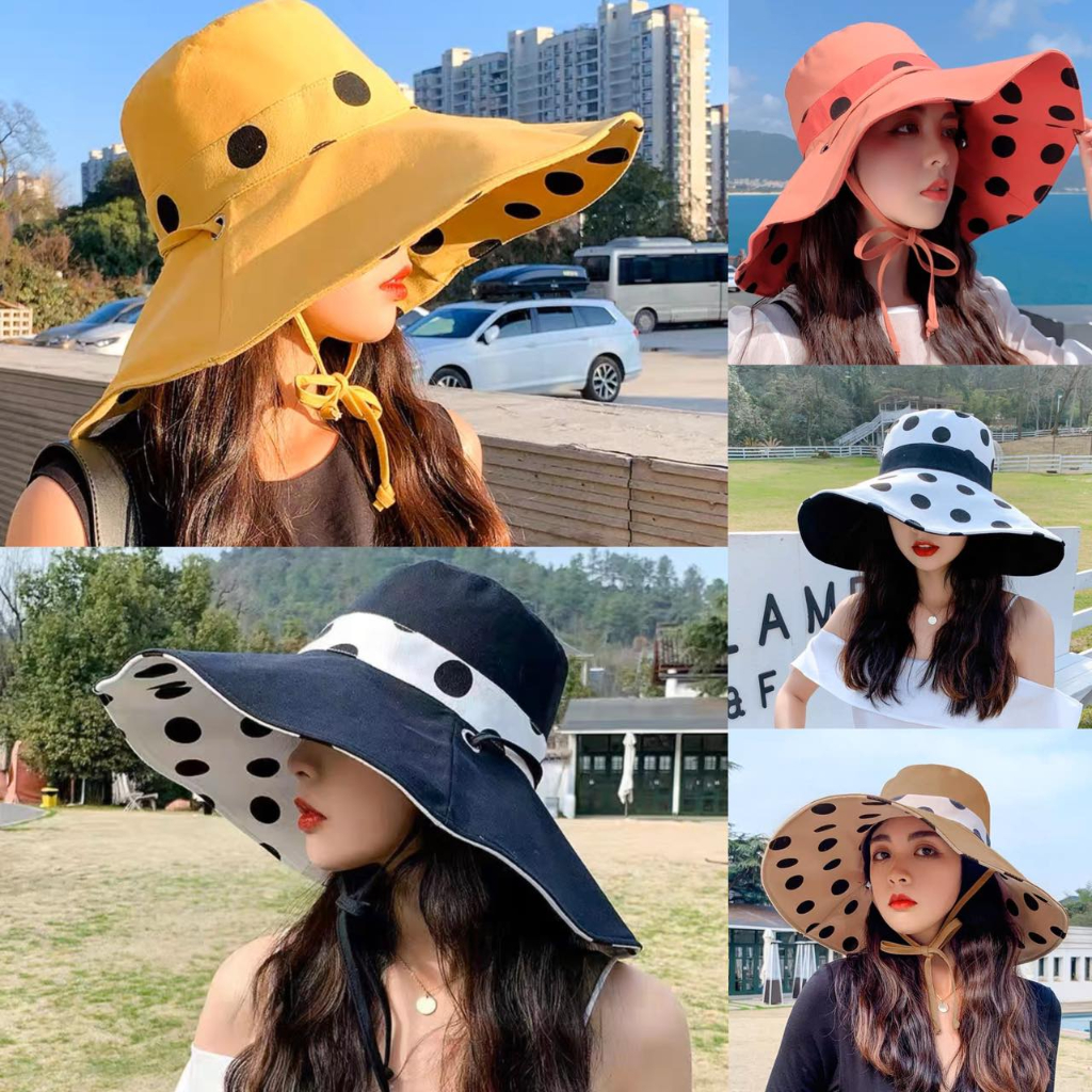 UV Sunscreen Bucket Hat Double-Sided Wear Anti-Ultraviolet Face Cover ...