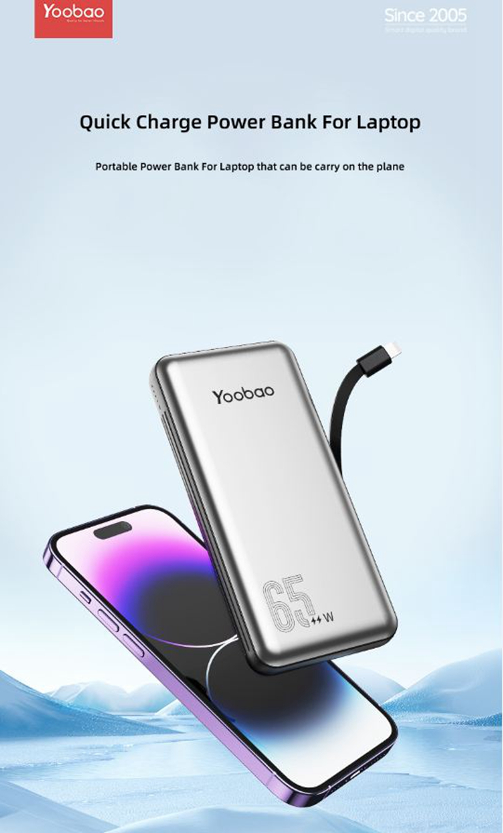 Yoobao Lc6-65W 20000mAh High Capacity Multi-functional Power Bank with Built-in Cable | Shopee ...