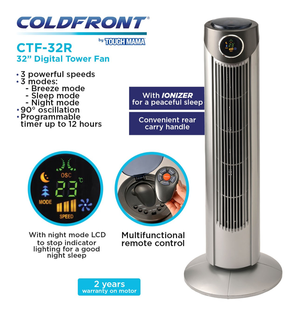 Coldfront by Tough Mama CTF-32R Digital Tower Fan 32” with Timer ...