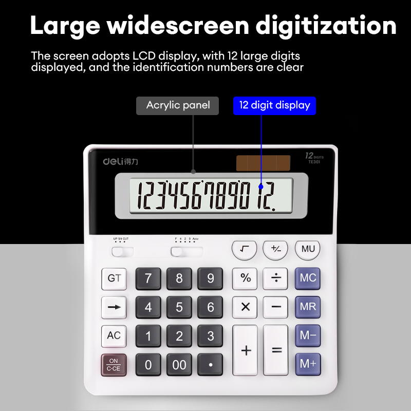 Deli Basic Calculator Big Desktop Calculators Office Supplies TE301 ...