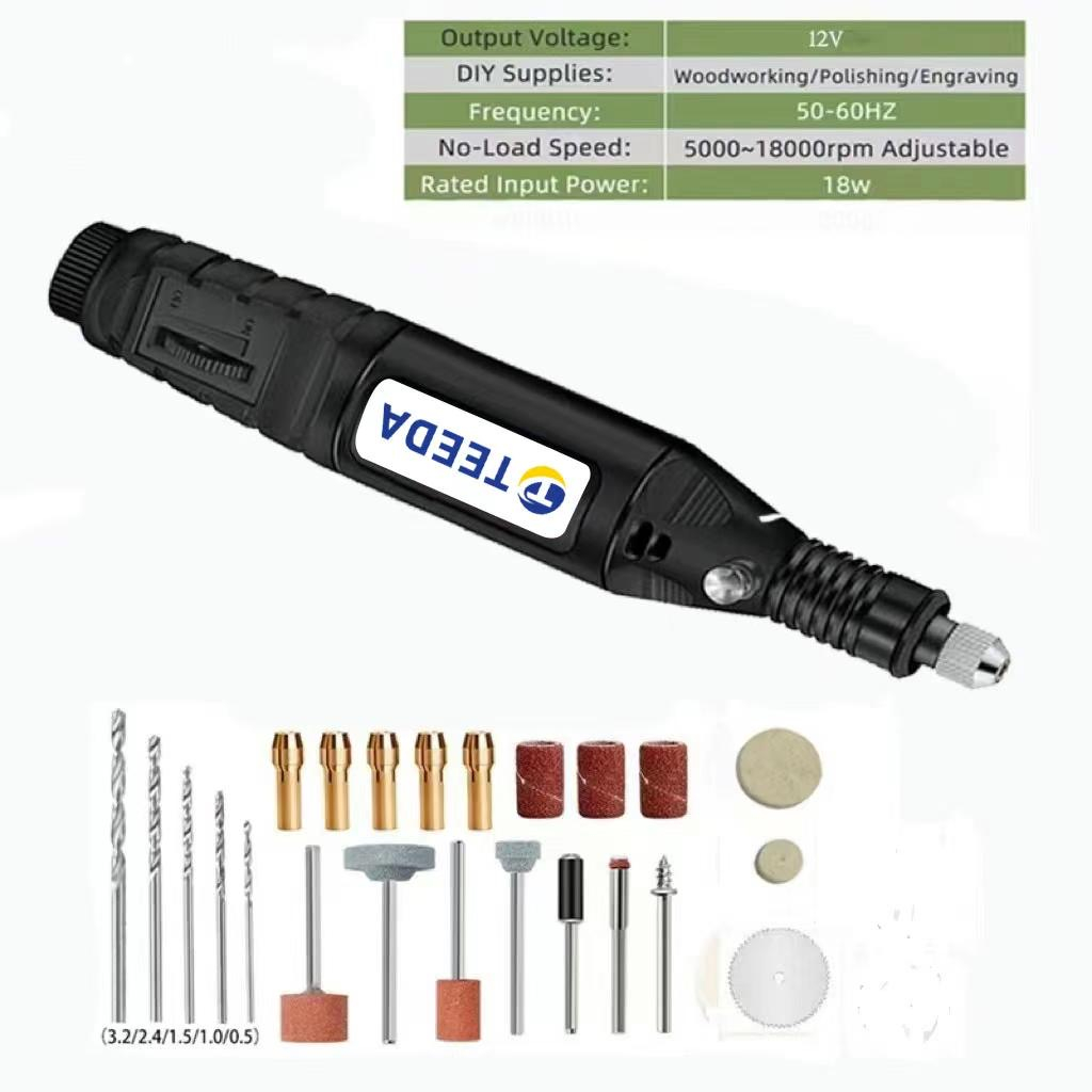 Mini GRINDE Electric Drill Set 12V DC Mini Electric Grinder Power Tool ...