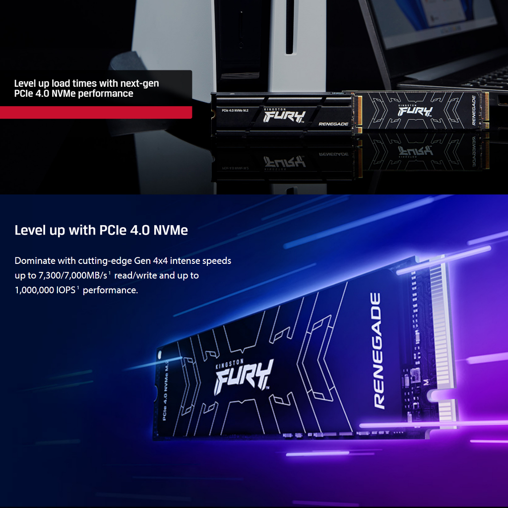 Kingston Fury Renegade 500GB/1TB/2TB PCle 4.0 NVMe M.2 Internal SSD ...