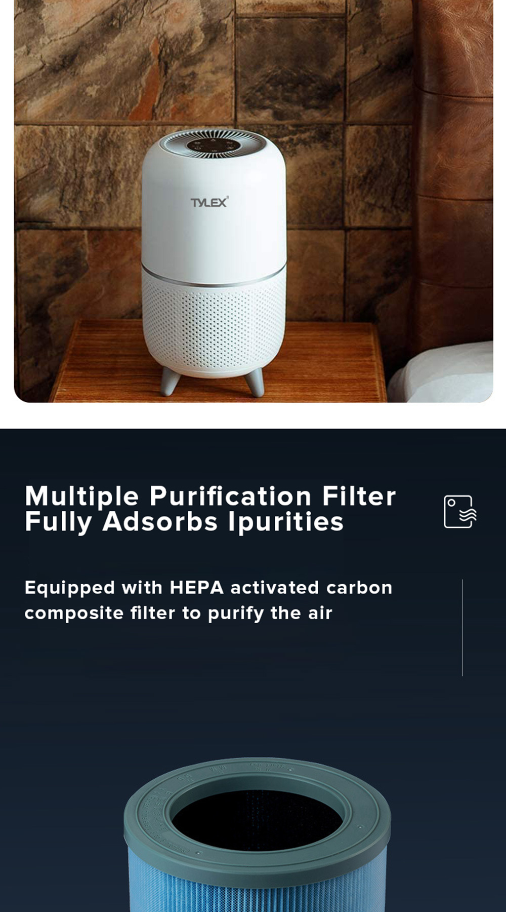 TYLEX XF30 Air Purifier 4 Fan Speeds Effective Filter from Dust/Pollen ...