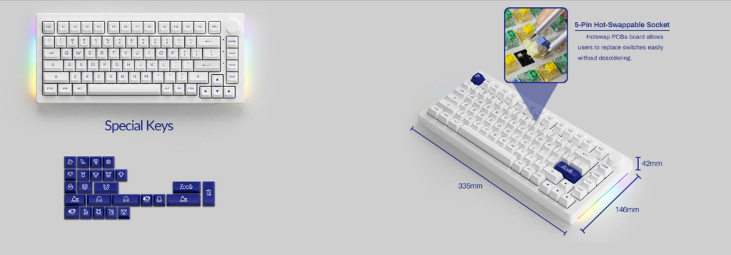 Akko Blue On White 5075B Plus Multi-Modes RGB Mechanical Keyboard (Akko ...