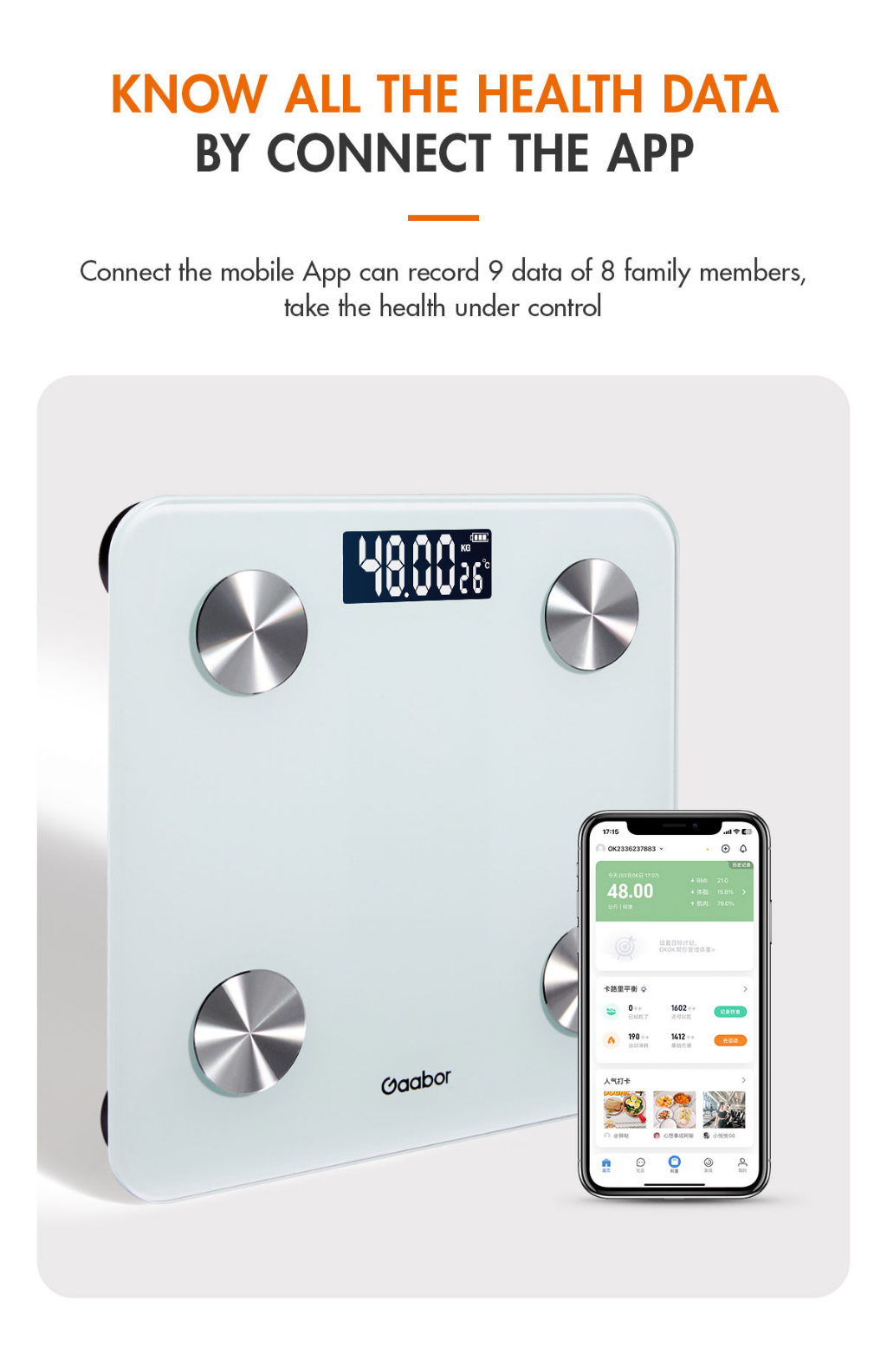 Gaabor LED Weighing Scale USB Charging with Room Tempered Glass ...