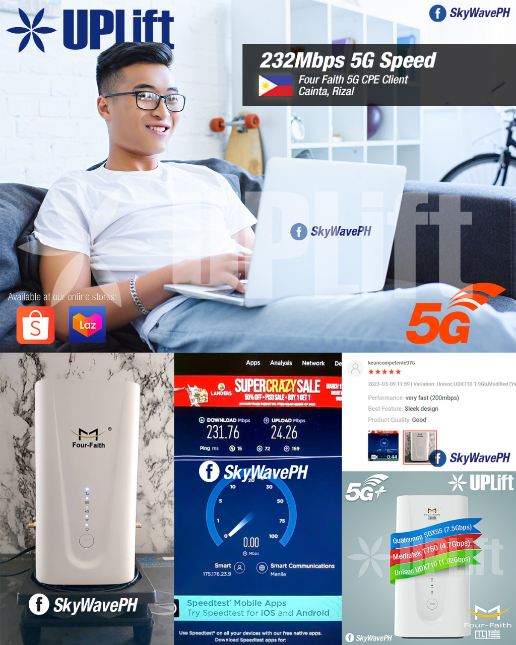 UPLift Four Faith F-NR300 5G 5G+ CPE Internet Modem SIM-Based for All ...