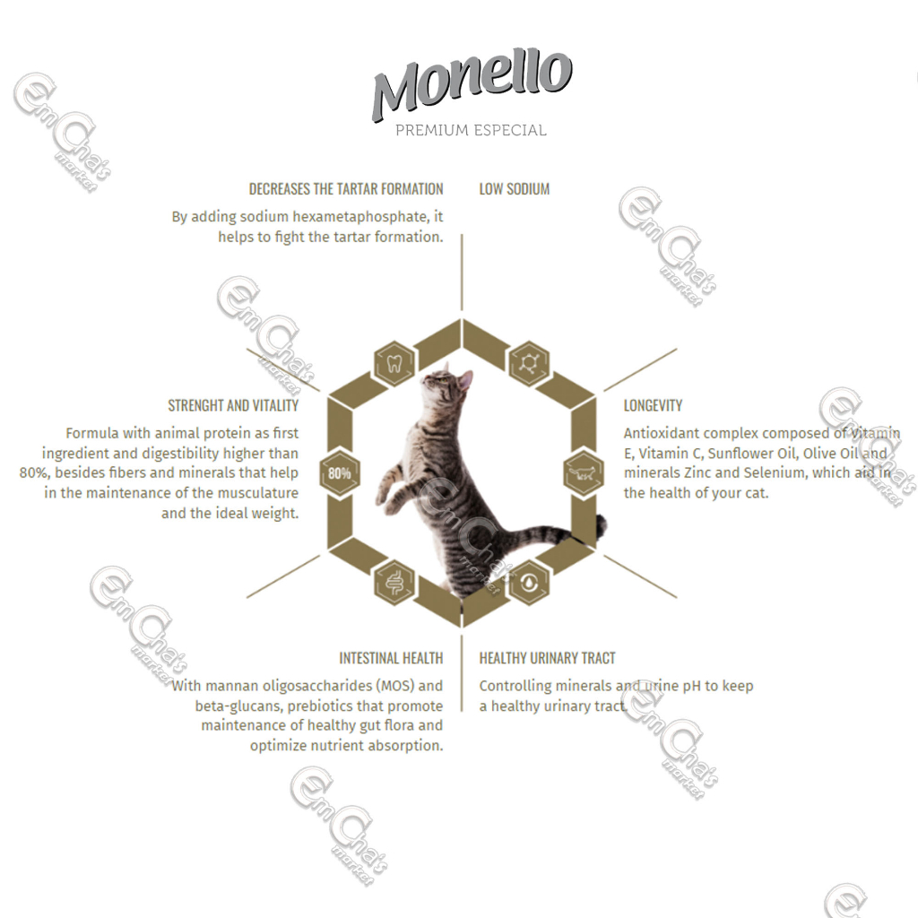1kg MONELLO CAT SALMON (URINARY TRACK HEALTH) Adult Premium Cat Food ...