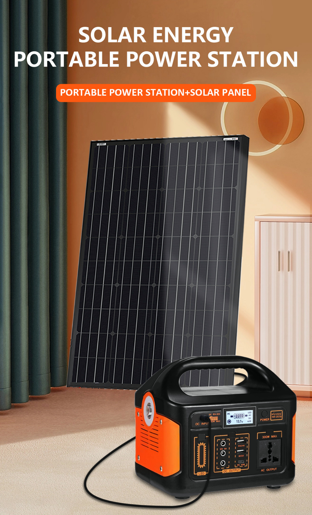 NSS 300W Solar Power Station 80000mAh Pure Sine Wave Generator with ...