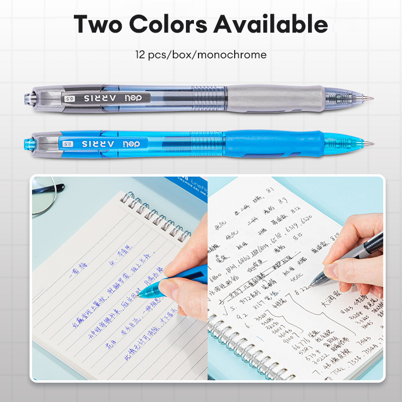 Deli Press Ballpen Gel Pen 0.5mm Black/Blue Ink Sign Writing Pen School ...