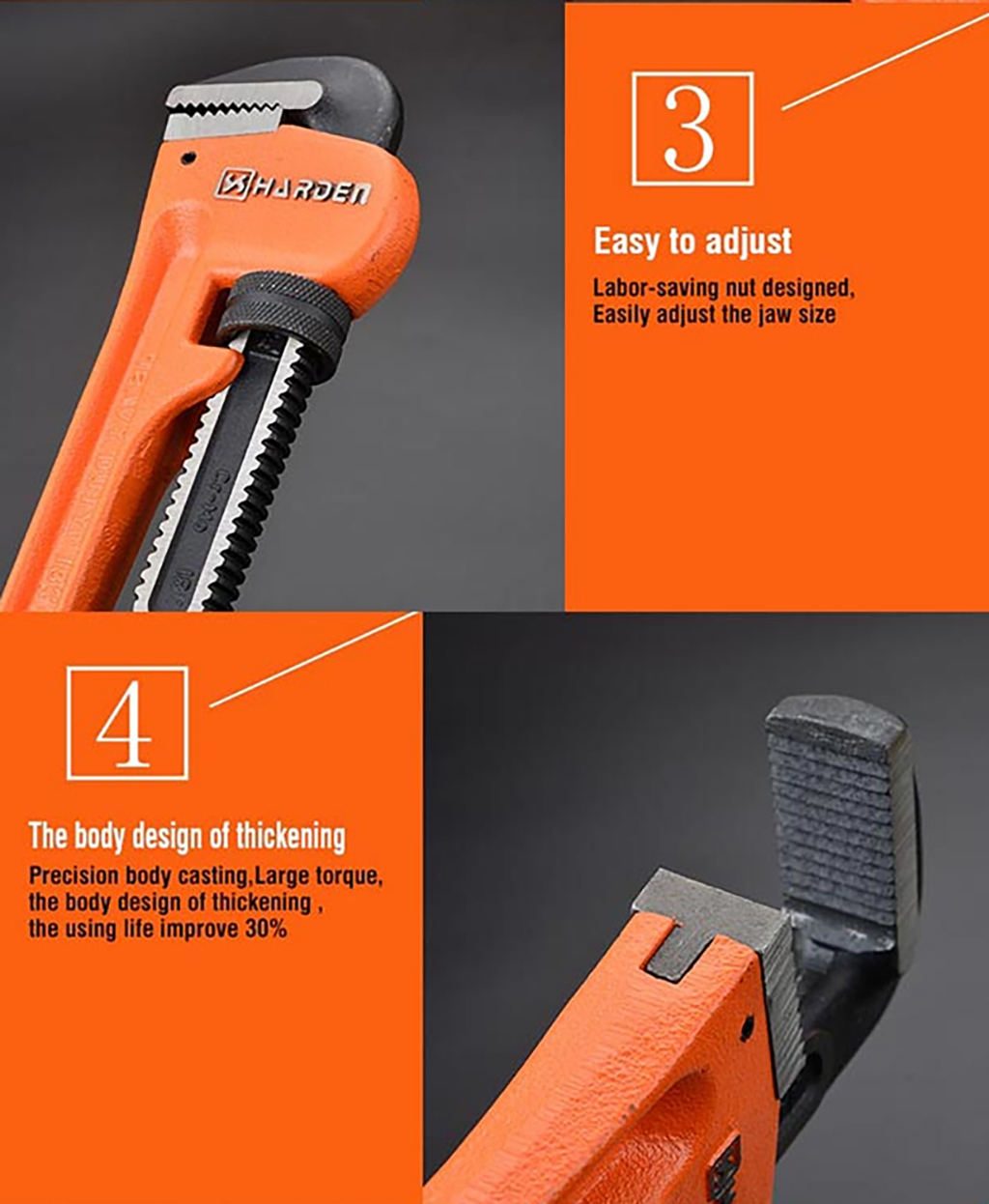 Harden 12" - 24″ Heavy Duty Pipe Wrench | Shopee Philippines