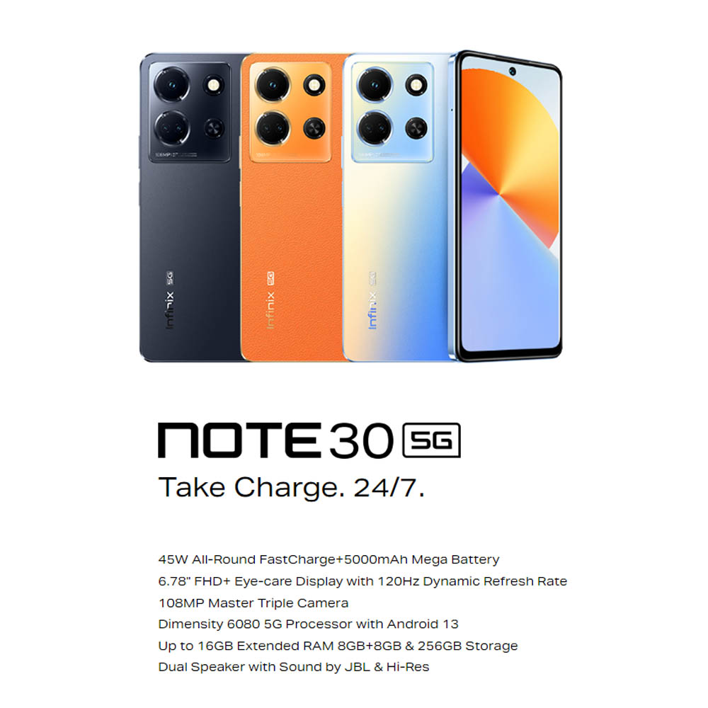Infinix Note 30 5G Smartphone | 8GB+128GB/8GB+256GB | Dimensity 6080 ...