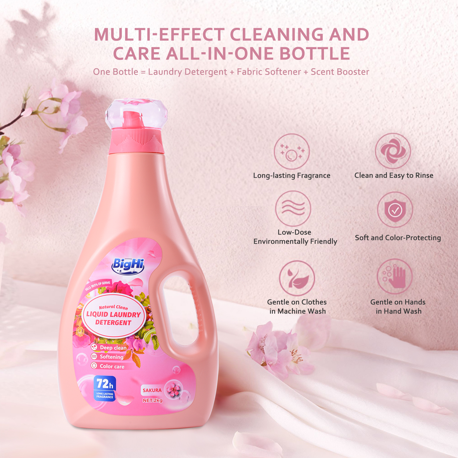 BigHi Liquid Laundry Detergent 2Kg All In One Laundry Detergent Fabric Softener Scent Booster ...