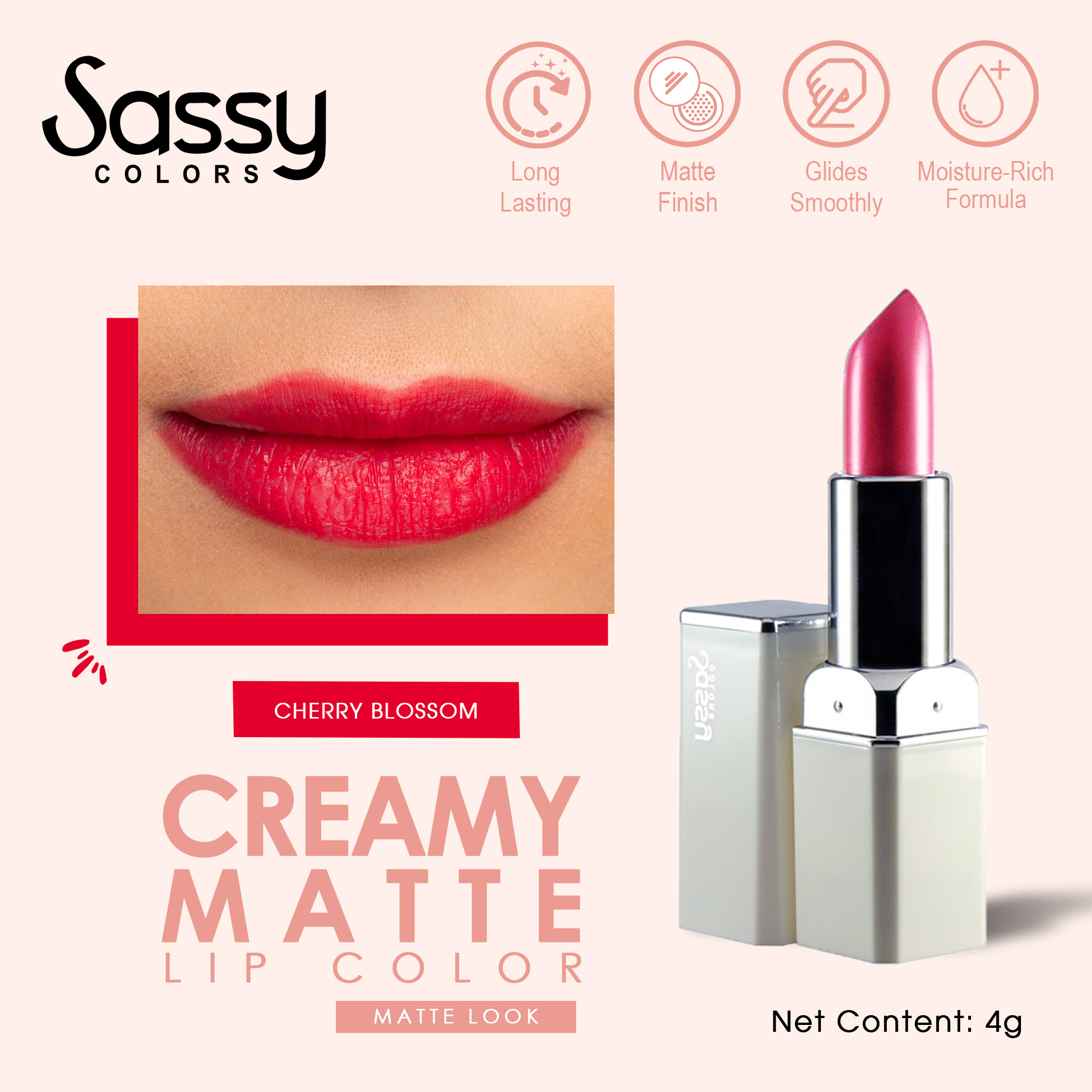 Sassy Colors Creamy Matte Lip Color With Vit. A,C And E | Shopee ...