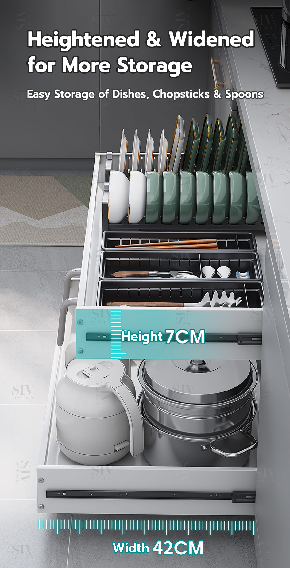 【Adjustable Length】SIV Pull Out Basket For Kitchen Cabinet Sliding ...