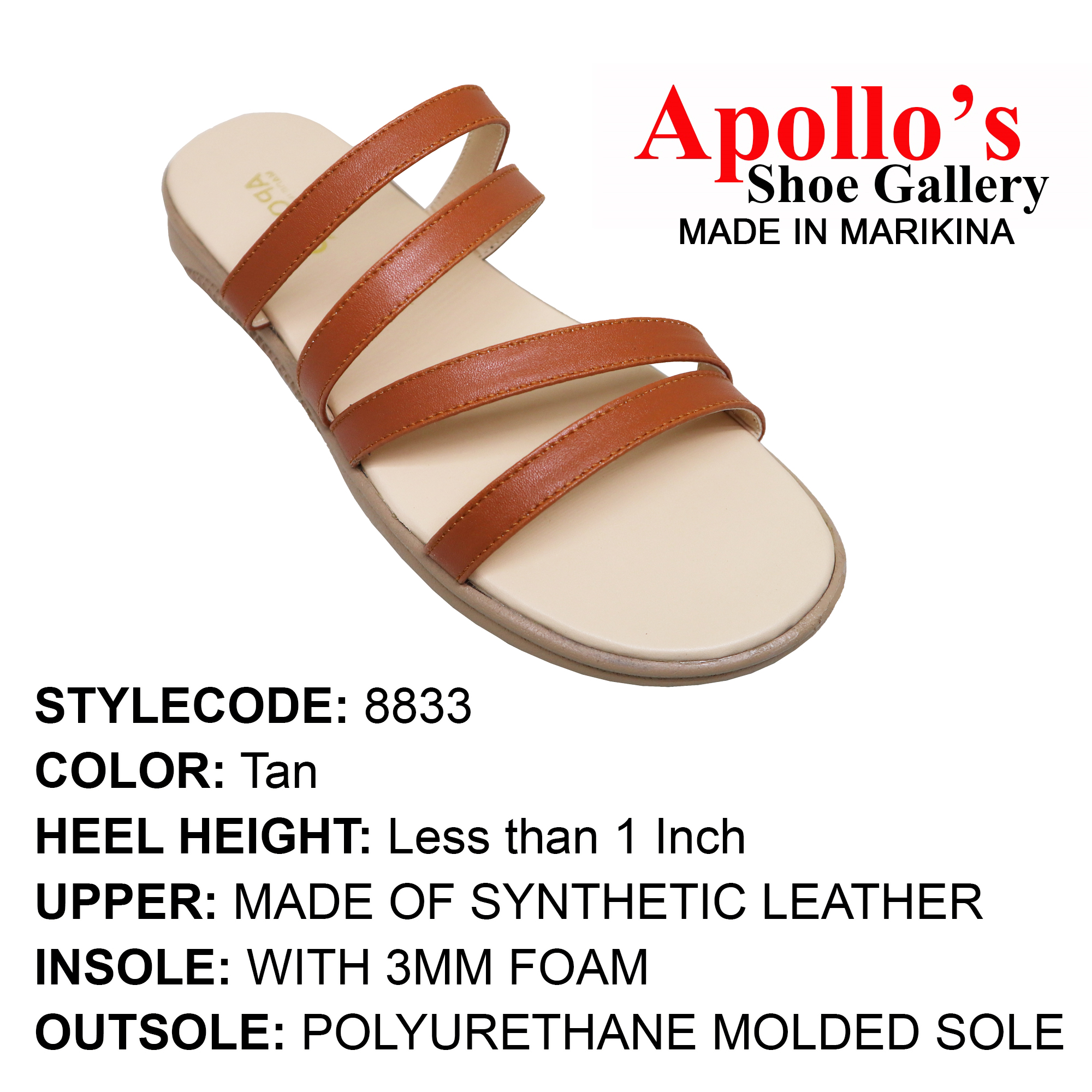 Apollo 8833 MARIKINA MADE Ladies Wedge Sandals Black Tan | Shopee ...