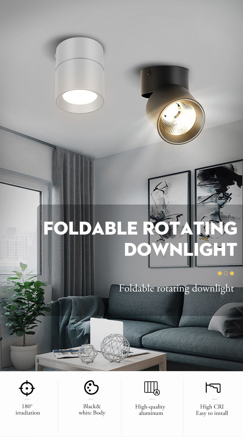 LED Foldable Downlight Pin Light 3 Colors Surface Mounted Downlight ...