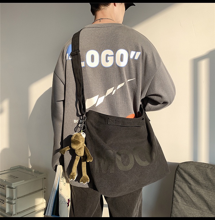 Yvon Korean Fashion Couple Canvas Shoulder Sing bag for man woman ...