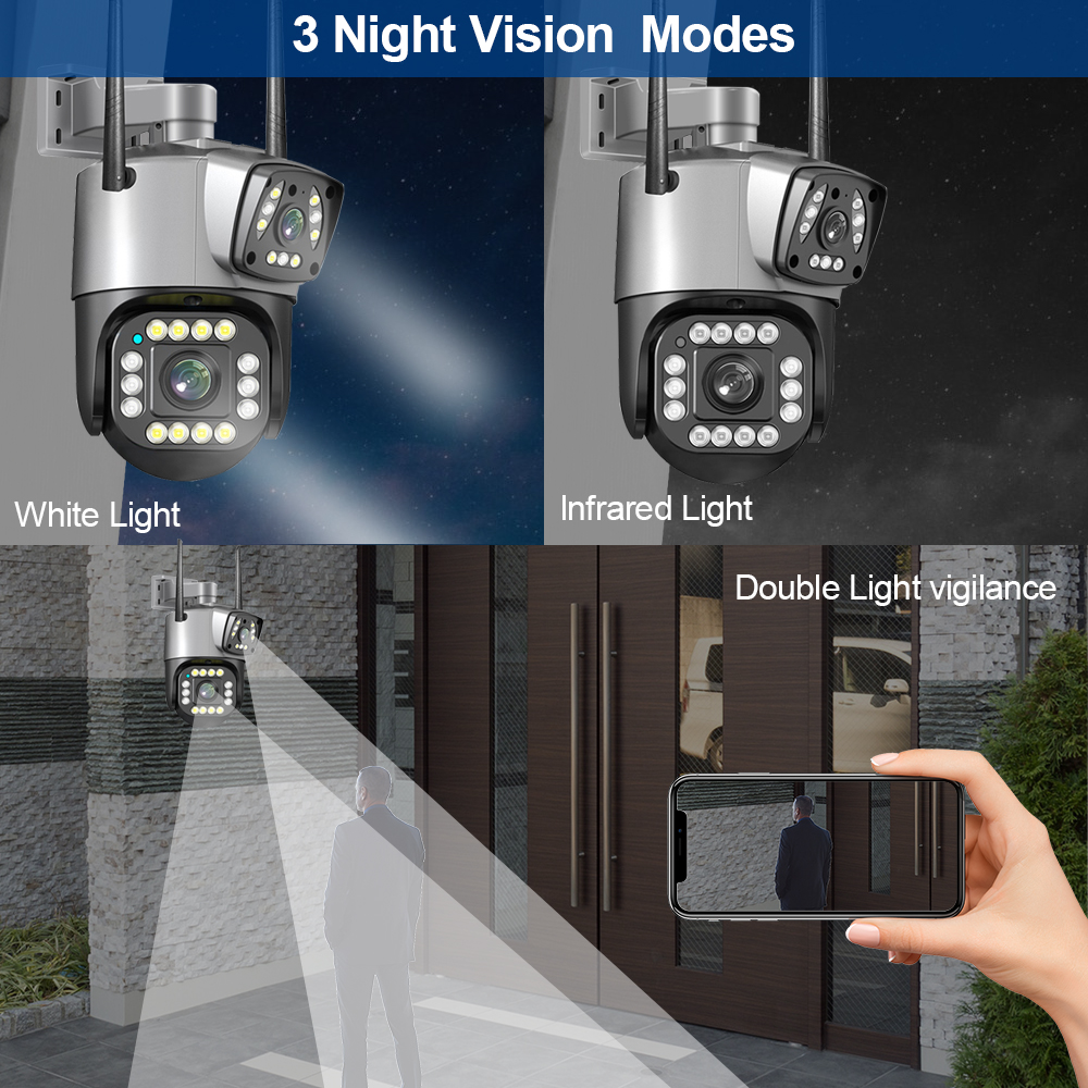 8MP V380 Pro Outdoor CCTV Dual Lens Camera Wifi Connect Cellphone With ...