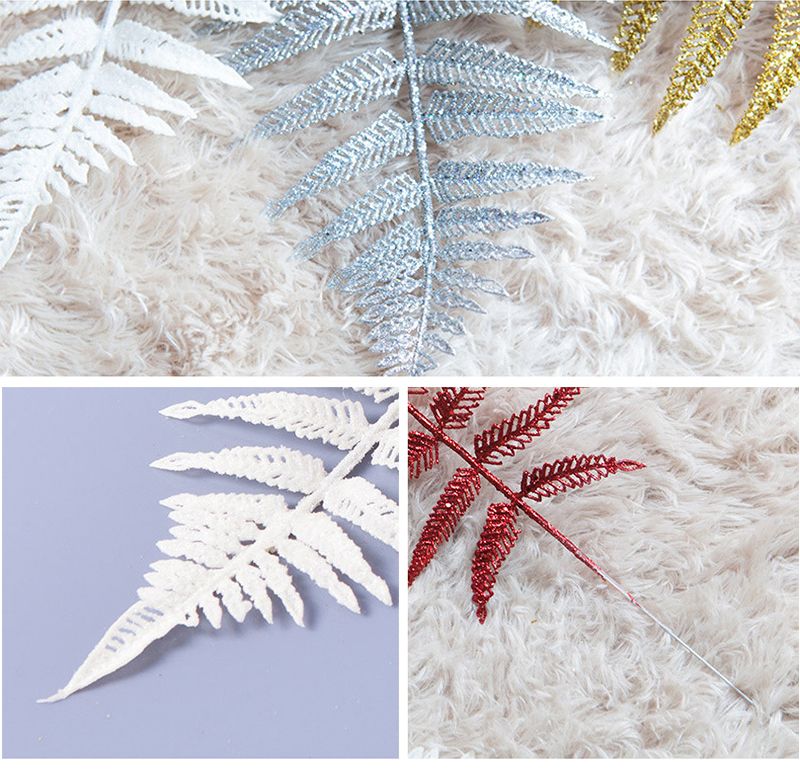 12pcs Christmas Tree Leaves Artificial Flower PACO Gold leaf Christmas ...