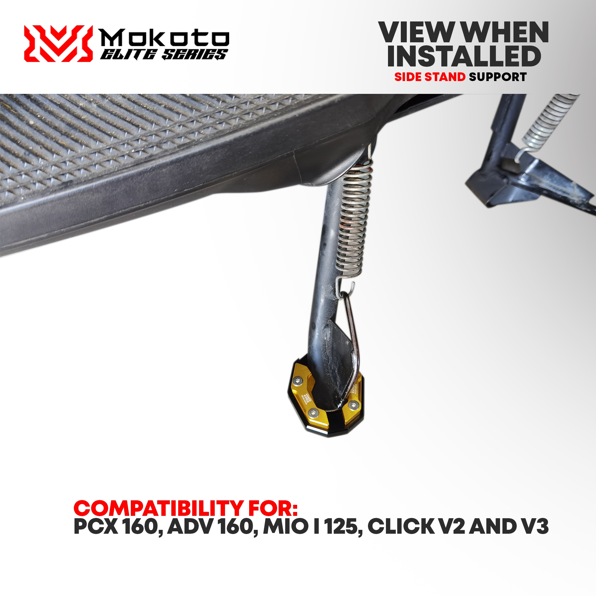 MOKOTO ELITE SERIES SIDE STAND SUPPORT FLAT FOOT EXTENSION FOR PCX 160 ...
