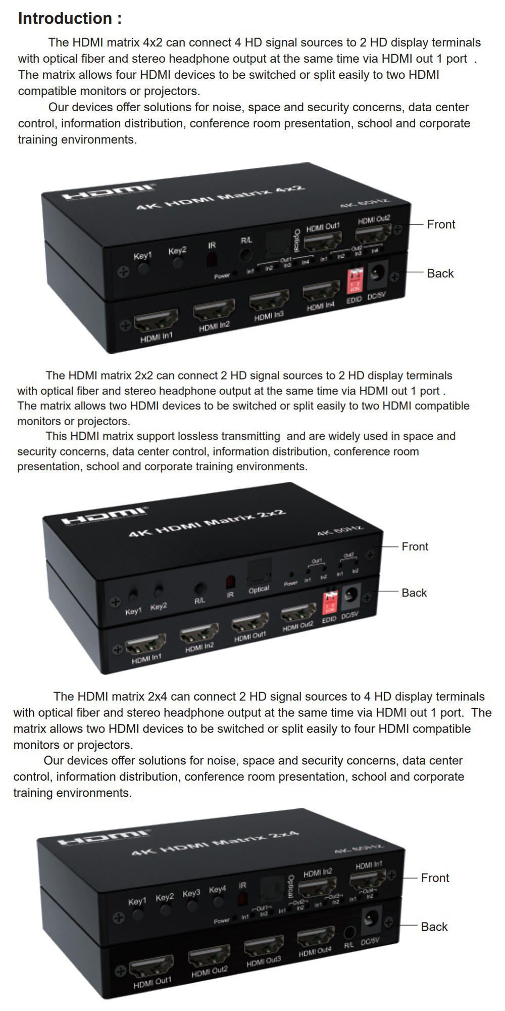 ArgoX 4K 60Hz HDMI Matrix 4x2 / 2x2 / 2x4 Audio Video Switch Splitter Ultra HD w/ EDID Switch ...