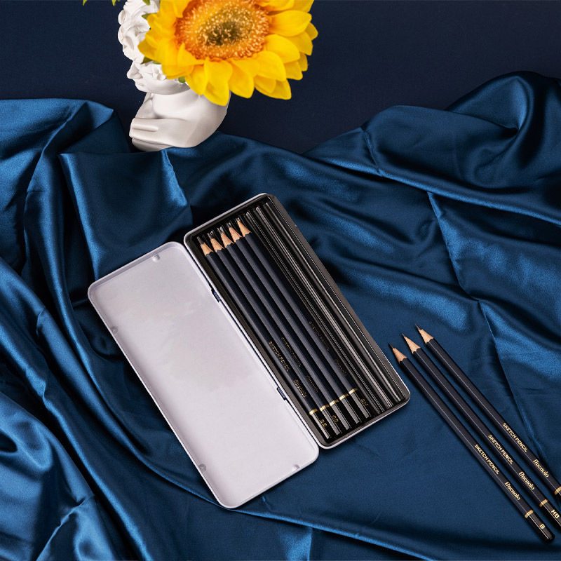 Deli 2B HB Drawing Pencil Set 8Pcs Iron Box Sketch Pencil Set School ...