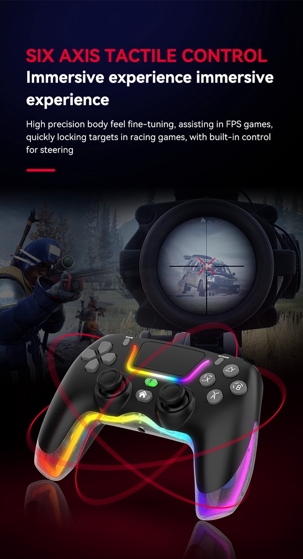 Ipega P07 Rgb Colorful Light Wireless Gamepad Gaming Controller For P4 P3 Switch Pc Android and ...