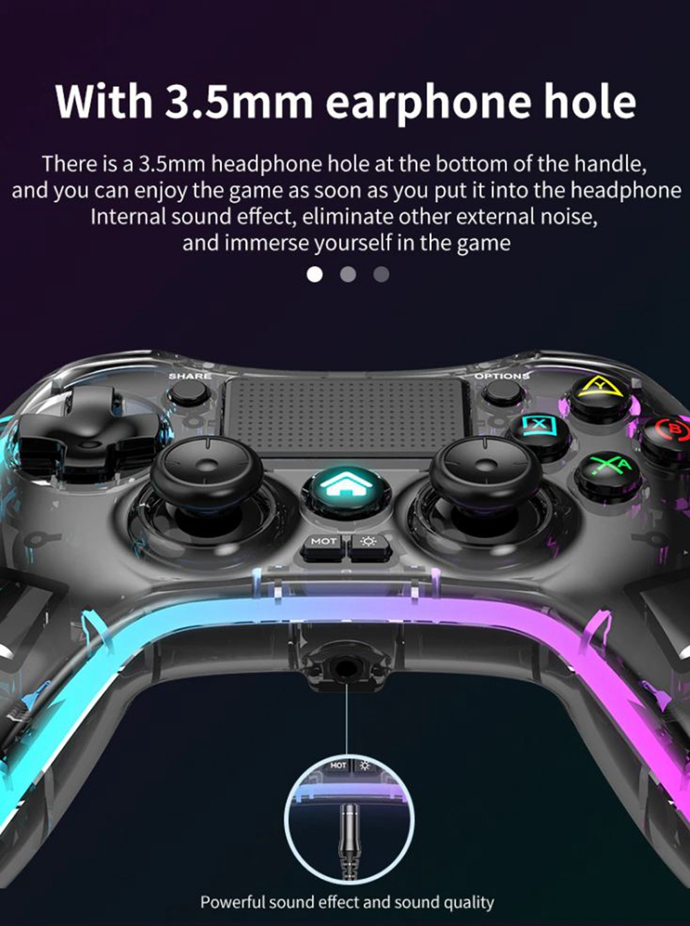 P05 Rgb Transparent Wireless Game Controller Compatible With P4, P3 ...