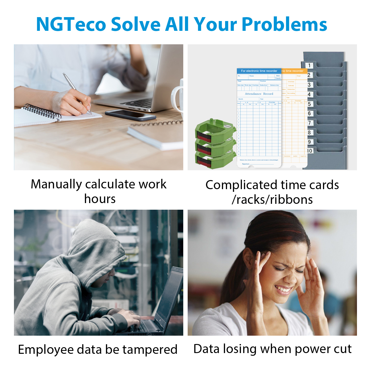 NGTeco W3 Fingerprint Time Attendance Machine WiFi Auto Digital Bundy ...