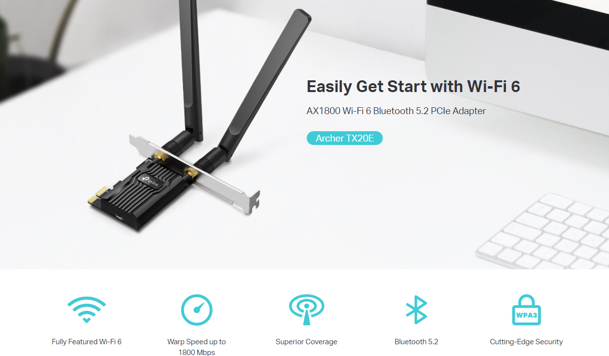 TP-Link Archer TX20E AX1800 Wi-Fi 6 Bluetooth 5.2 PCIe Adapter | Shopee ...