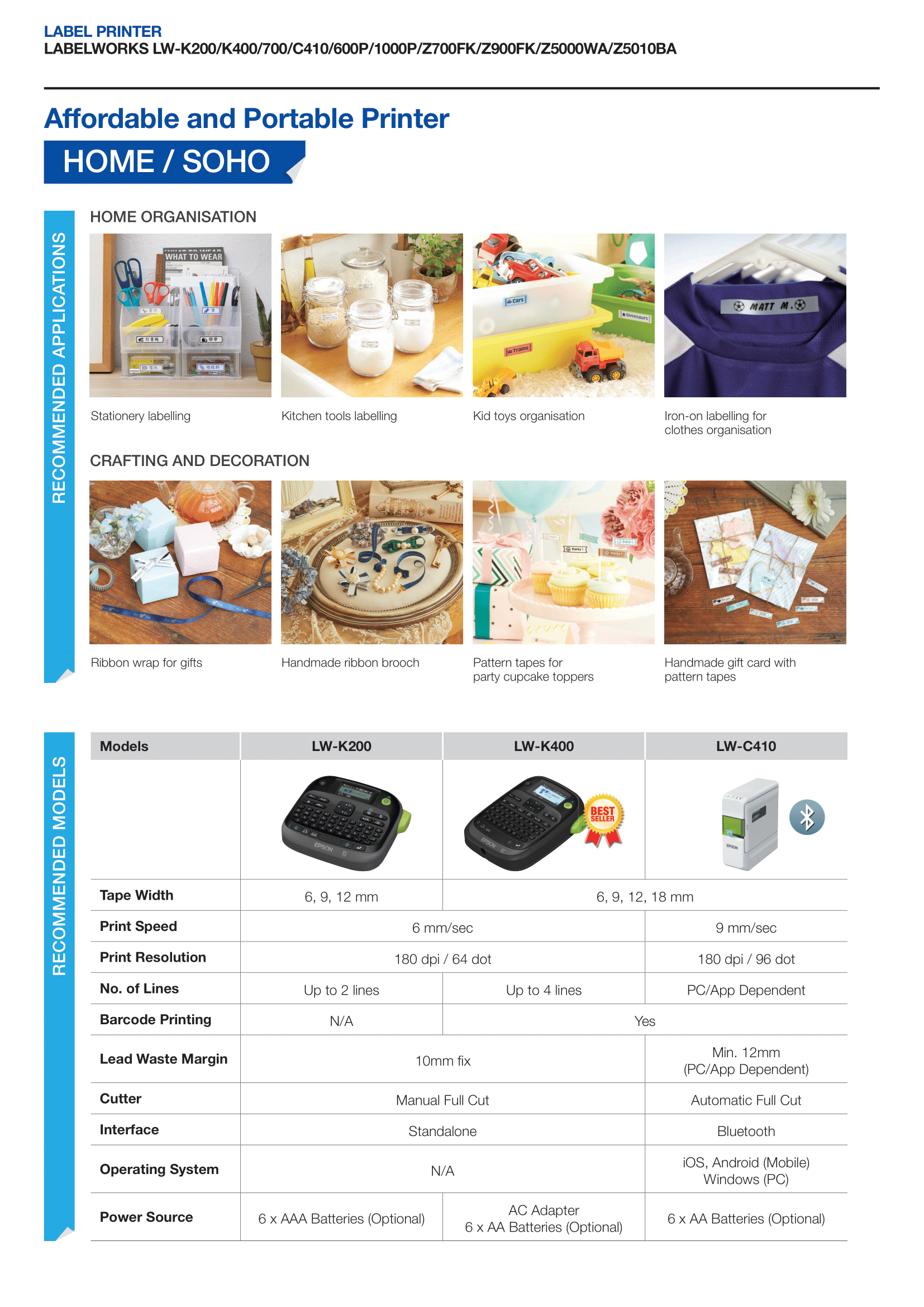 Epson Label Works LW-K400 Label Printer / Epson Label Works Tape ...