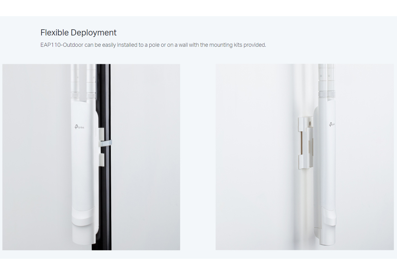 TP-Link EAP110 300Mbps Wireless N Outdoor Access Point 2.4GHz Pole/Wall ...