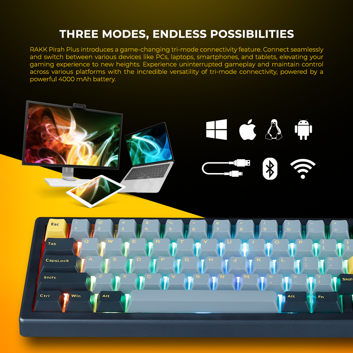 EasyPC| Rakk Pirah/Plus 66 Wireless Mechanical Keyboard| RGB| White ...