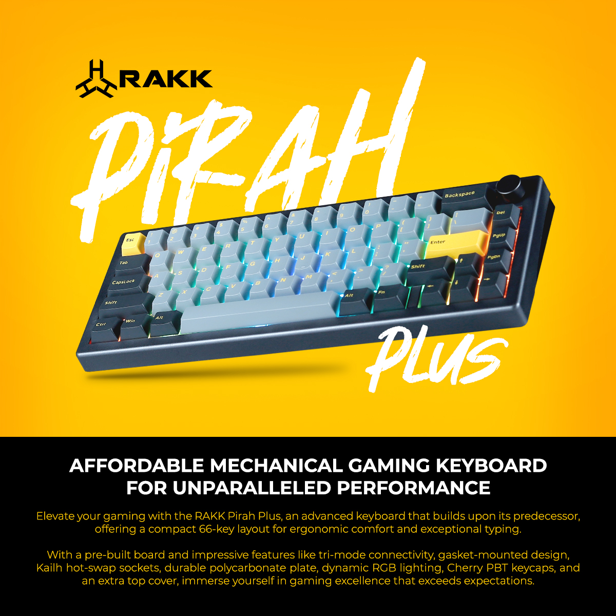 EasyPC| Rakk Pirah/Plus 66 Wireless Mechanical Keyboard| RGB| White ...