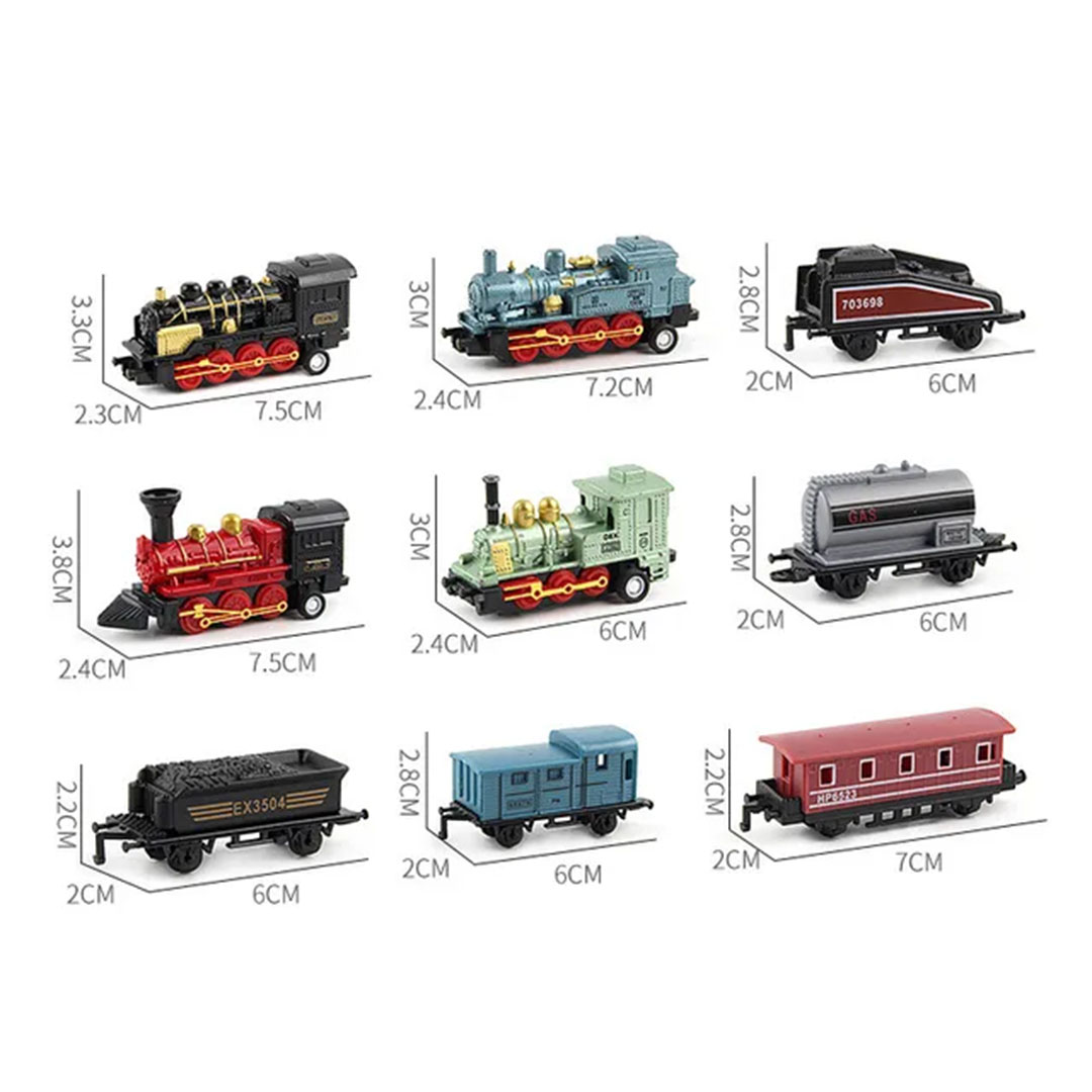 4Pcs Retro Mini Simulated Steam Train Set Pull Back Model Kids Children ...