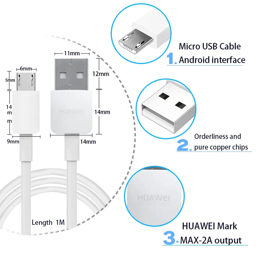 Huawei 18w Micro Usb Charging Cable 2a 1m | Shopee Philippines