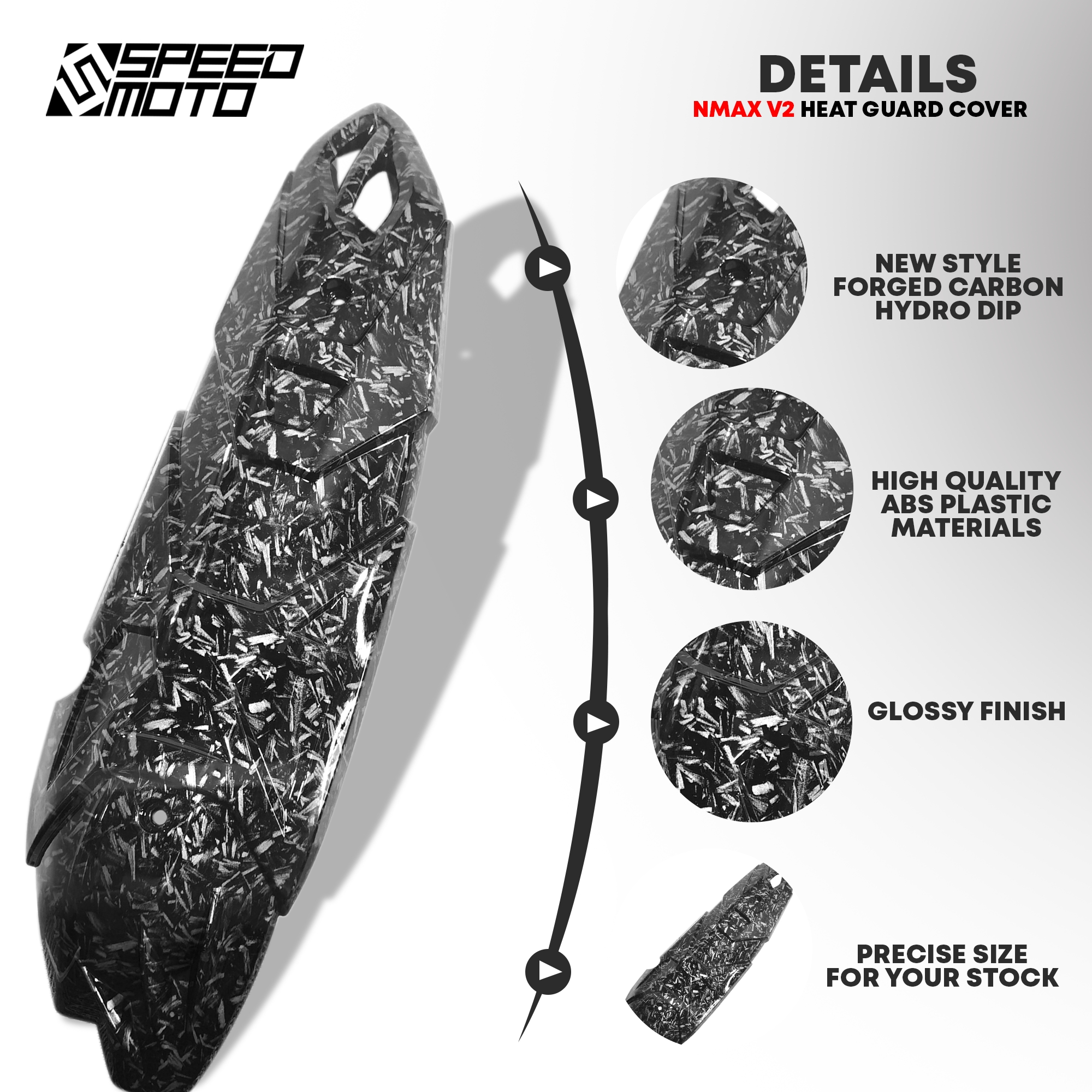 YAMAHA NMAX V2 V2.1 MUFFLER COVER HYDRO DIP FORGED CARBON HEAT GUARD ...
