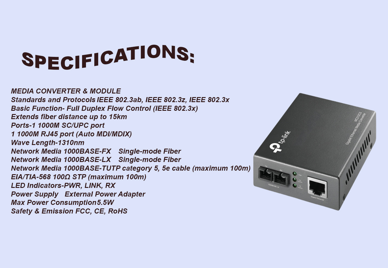 TP-Link MC210CS Gigabit Single-Mode Fiber Media Converter Extends Up to ...