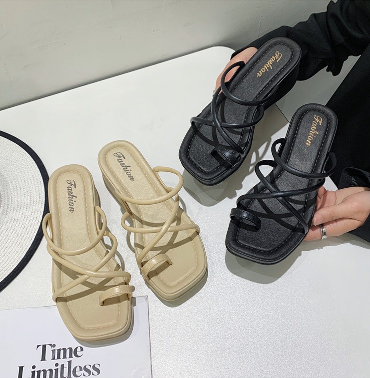 Yvon 4CM High Flat Sandals shoes for women Korean Fashion Footwear ...