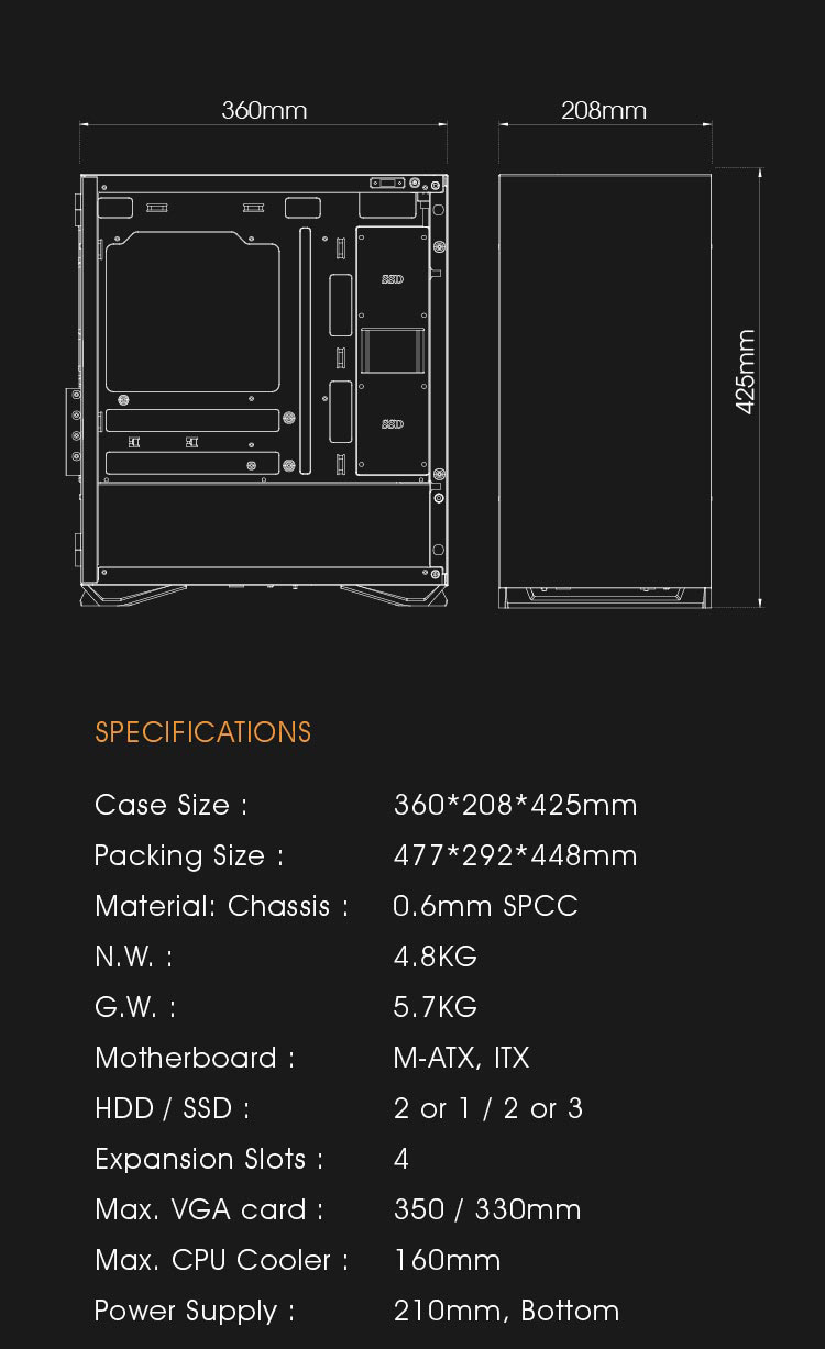 darkFlash DLM22 Mid-Tower Micro-ATX PC Case with Fine Ventilation ...