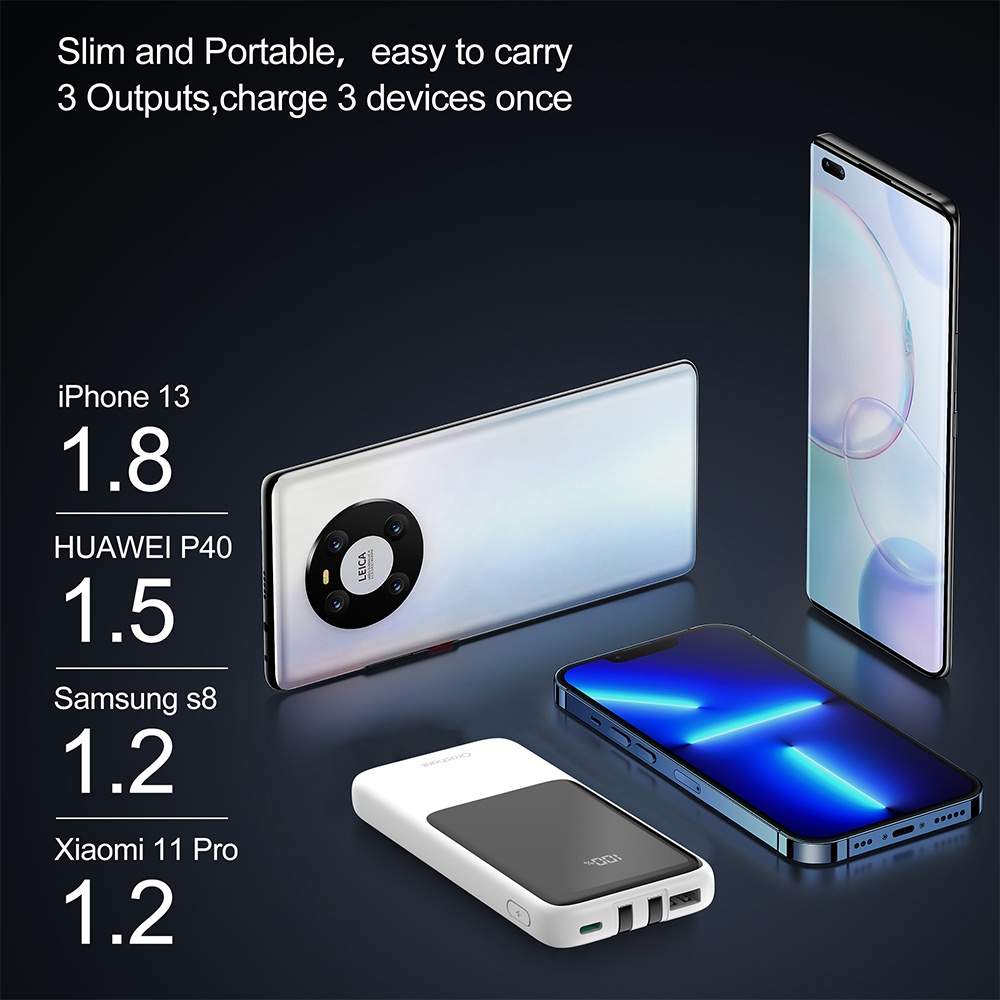 Orashare OH10 10000mAh Powerbank with Built-in 2 Cables Large Smart ...