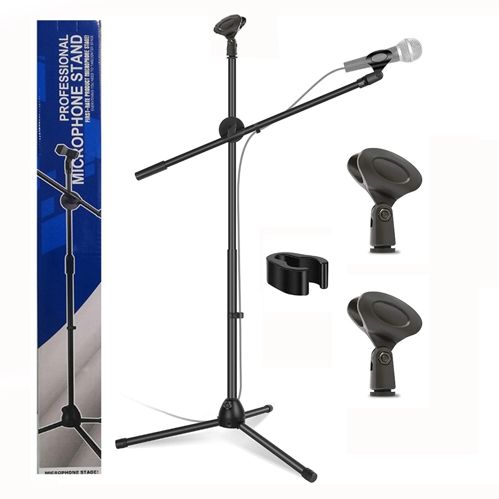 RIXTON Portable Microphone Stand Heavy Duty Adjustable Collapsible ...