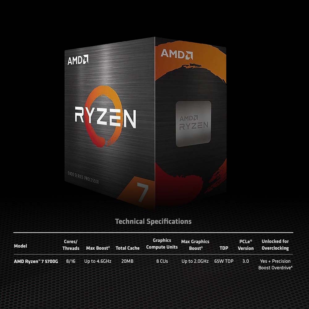 EasyPC| AMD Ryzen 7 5700G Box and MPK amd Processor| Socket Am4| 3.8GHz ...