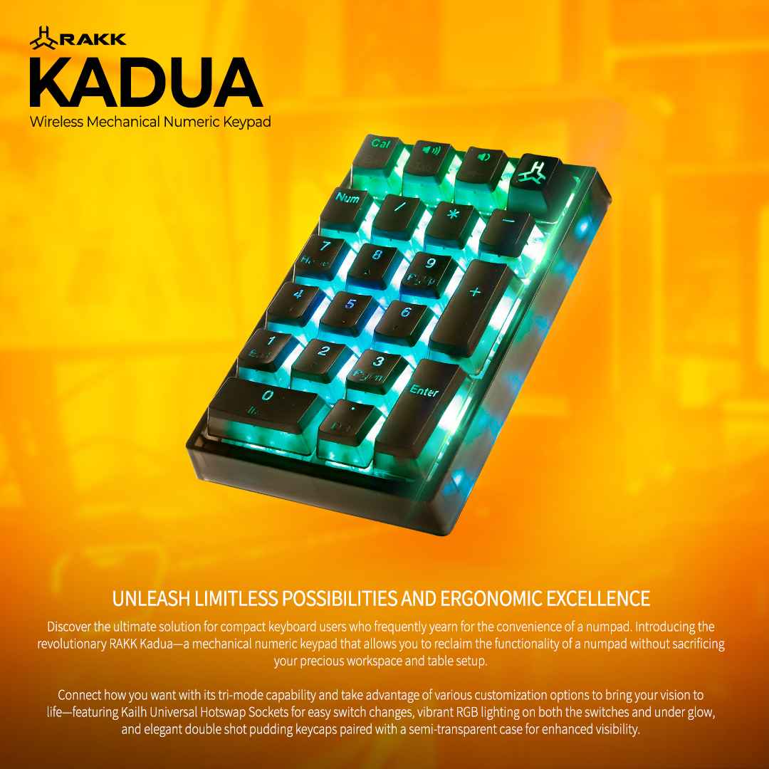 Rakk Kadua Mechanical Numeric Keypad 21 Keys Tri-Mode Rgb Hot Swap ...