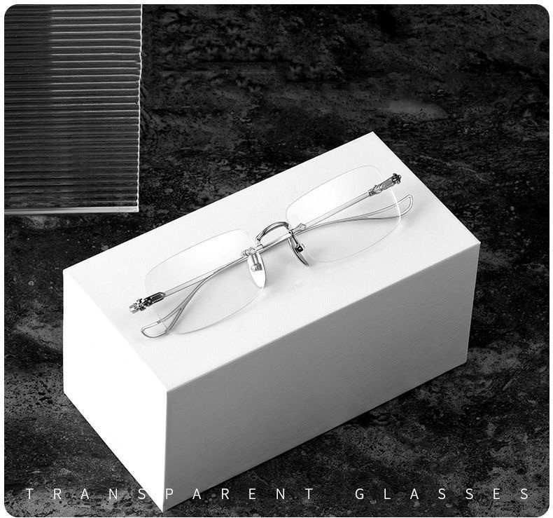 Photochromic Anti Radiation Rimless Eyeglasses For Women Men Transition ...