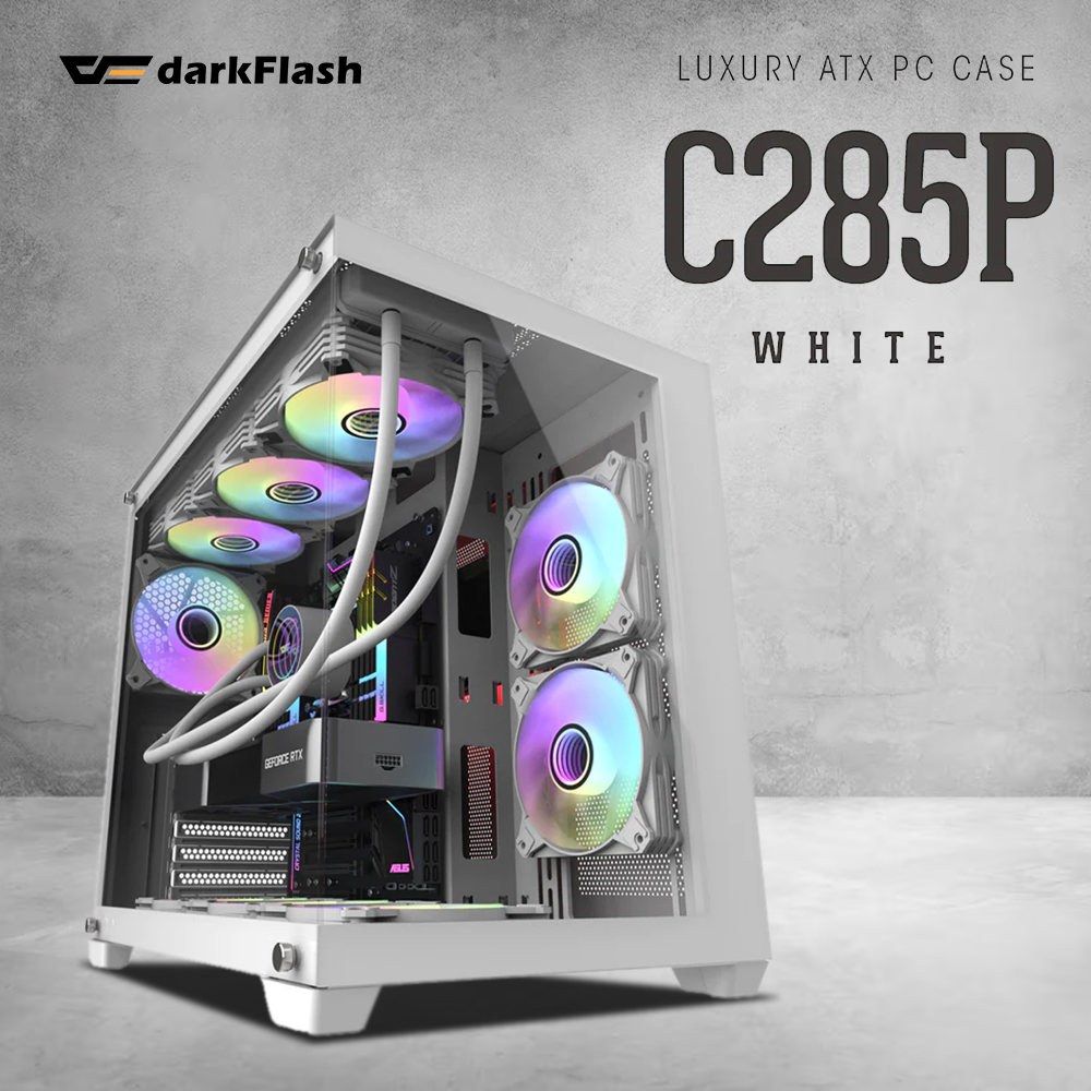 EasyPC| DarkFlash C285P pc case gaming| ATX |Tempered Glass| Black and White | Shopee Philippines
